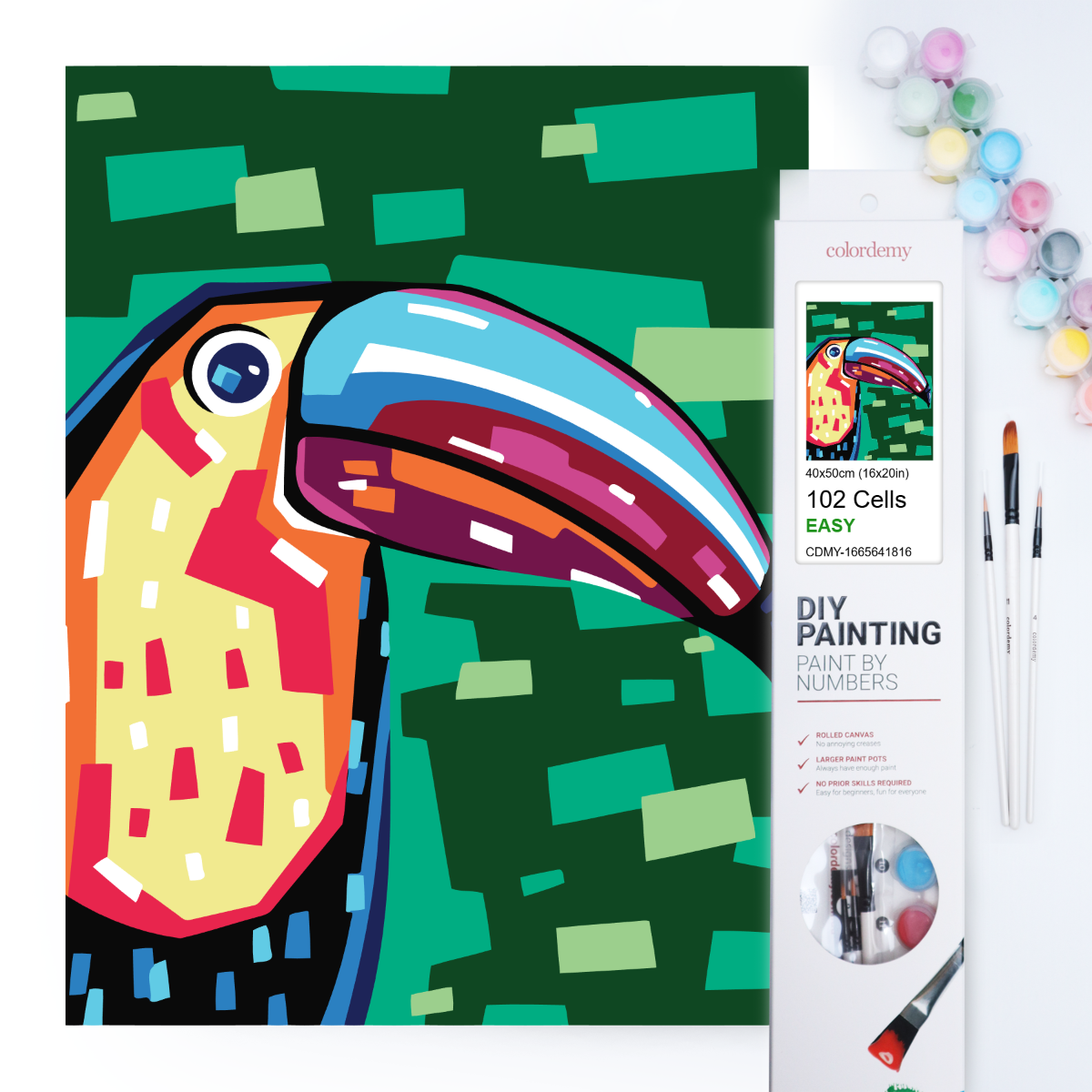 40x50cm Paint by Numbers Kit: Tropical Radiance: Vibrant Toucan ...