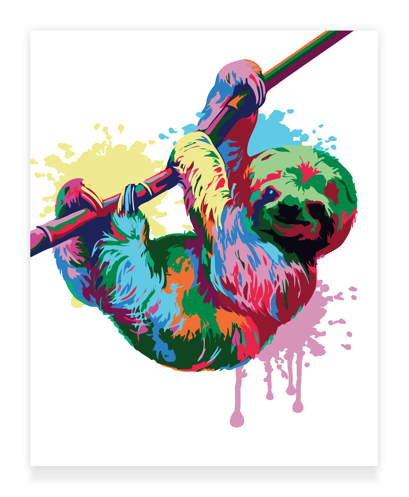 Sloth in splash – Colordemy - Coloring kits, DIY Paintings, Paint by ...
